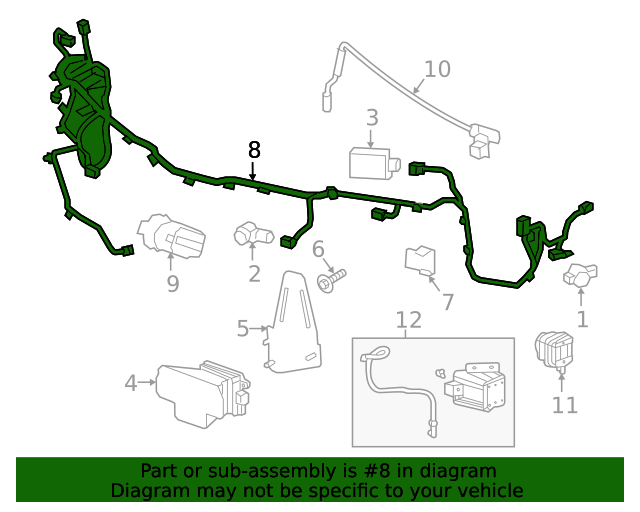2020-2024 Cadillac XT5 Front Object Alarm Sensor Wiring Harness ...