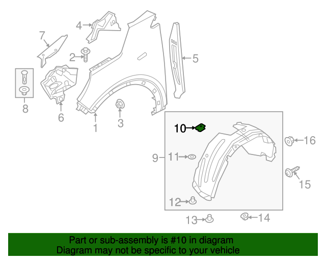 64116-3J110 - Fender Liner U-Nut 2016-2024 Kia | Kia.Parts Store