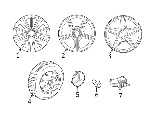 2019-2024 Mercedes-Benz Hub Cap - Raised Star - Matt Black 000-400-27 ...