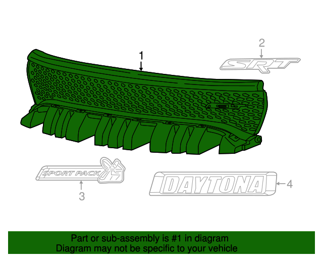 2015-2021 Dodge Charger Upper Grille 68223889AC | TascaParts.com