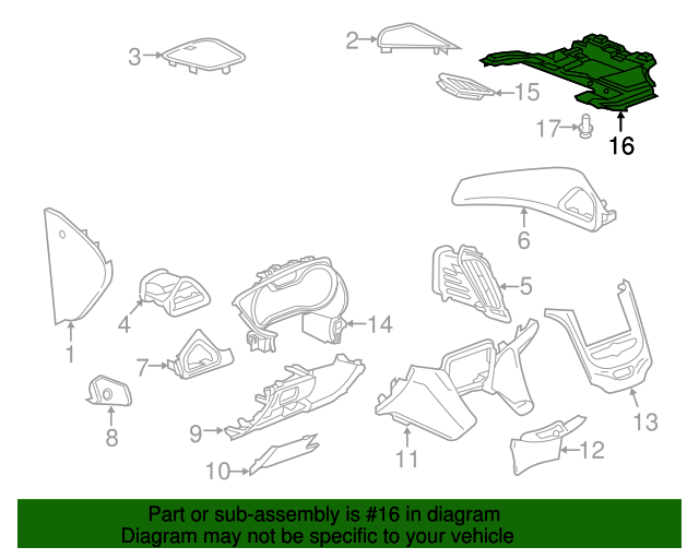 2016-2018 Chevrolet Cruze Jet Black Instrument Panel Lower Trim Panel ...
