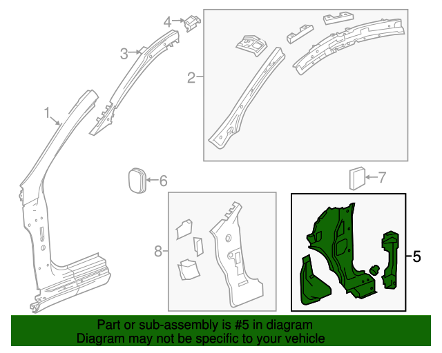 2011-2016 Buick Regal Passenger Side Body Hinge Pillar Inner Panel ...