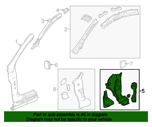 2011-2016 Buick Regal Passenger Side Body Hinge Pillar Inner Panel ...
