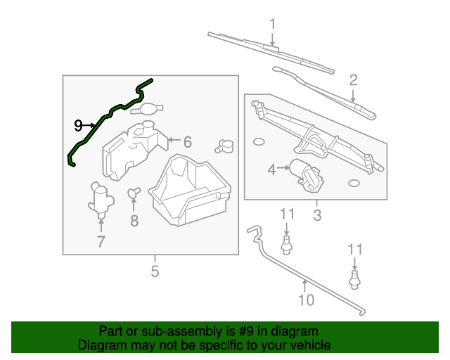 2008-2010 Ford Washer Hose 8C3Z-17K605-A | TascaParts.com