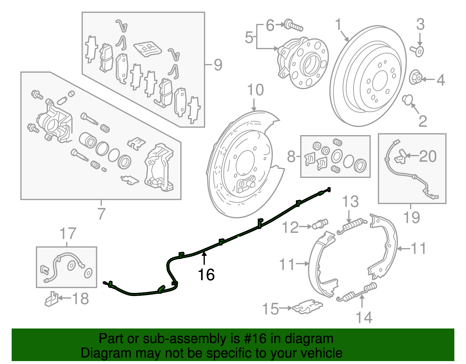 47520-T6Z-A01 - Park Brake Cable 2017-2025 Honda Ridgeline | Honda Parts Online