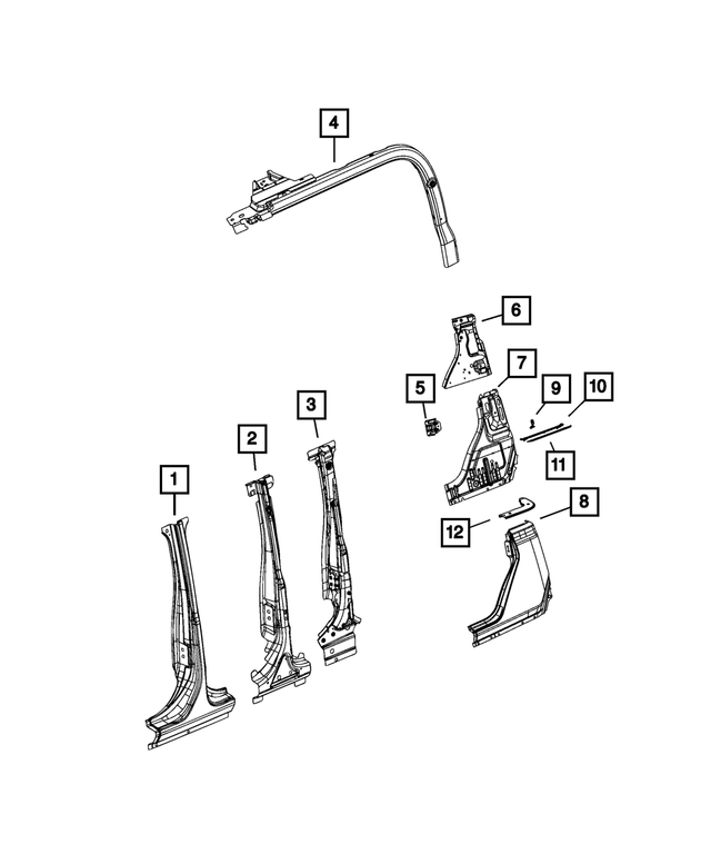2020-2022 Jeep Gladiator Belt Rail Retainer, Left 68346647AB | My Mopar ...