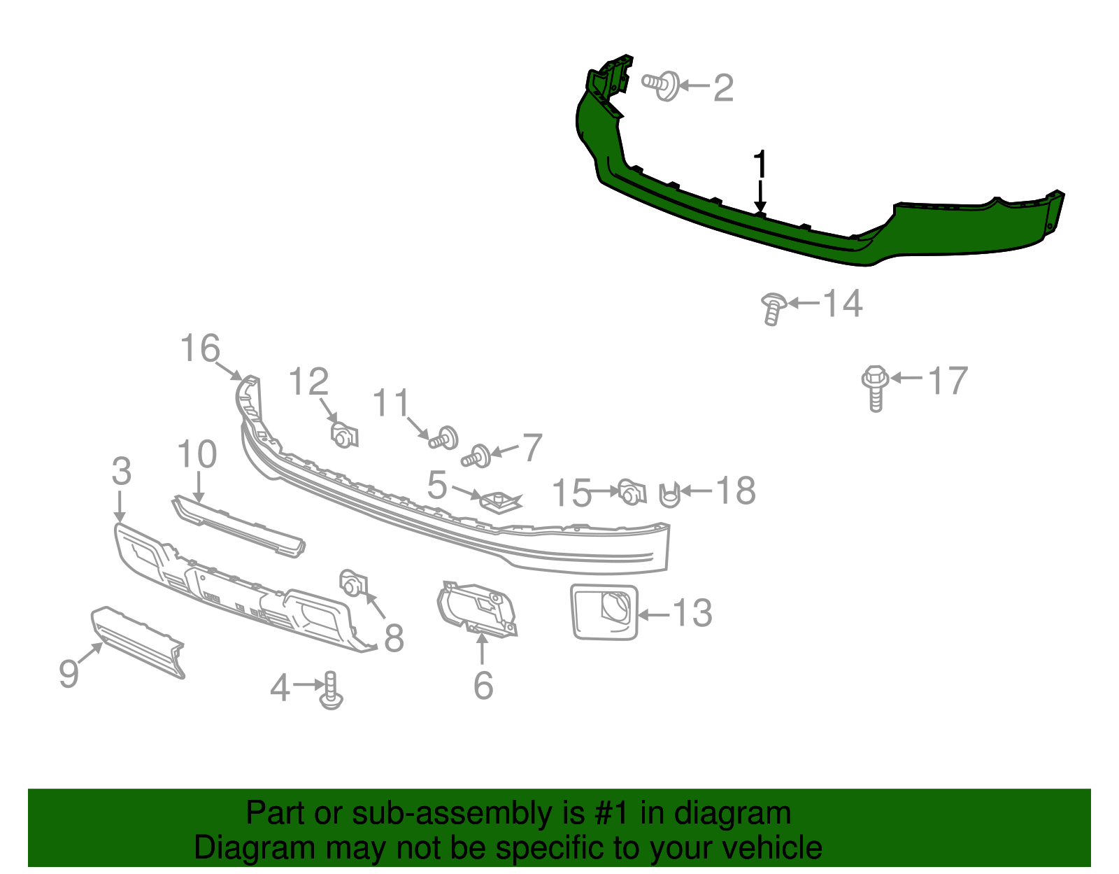 2014-2015 GMC Sierra 1500 Primed Front Bumper Fascia Trim Cap 23432519 ...