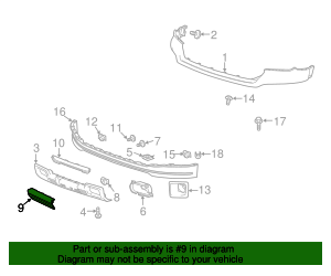 22877652 - Light Argent Front License Plate Mount Trim Cover 2014-2015 ...