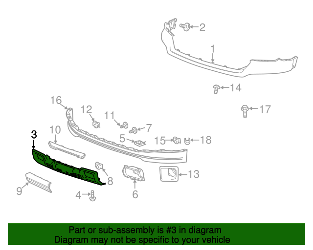 2014-2015 GMC Sierra 1500 Front Bumper Impact Bar Skid Plate 22902313 ...