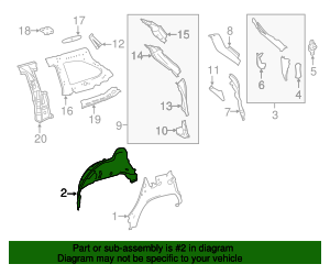 2014-2019 Toyota Highlander Inner Wheelhouse 61607-0E050 | OEM Parts Online