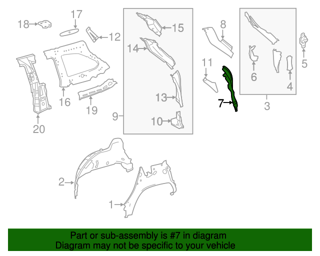 2014-2019 Toyota Highlander Corner Panel 61735-0E050 | Toyota Parts Center