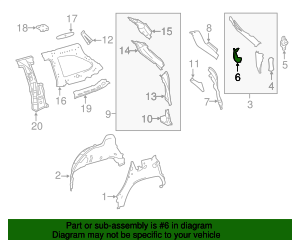 2014-2019 Toyota Highlander Tail Lamp Pocket 61621-0E050 | Toyota Parts ...