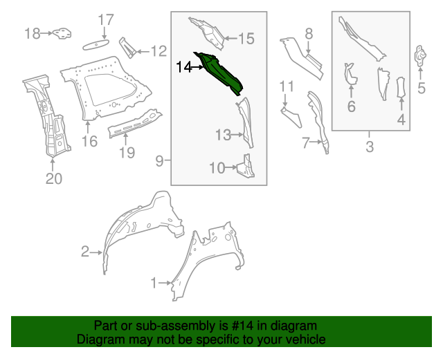 2014-2019 Toyota Highlander Upper Reinforced 61619-0E030 | Toyota Parts