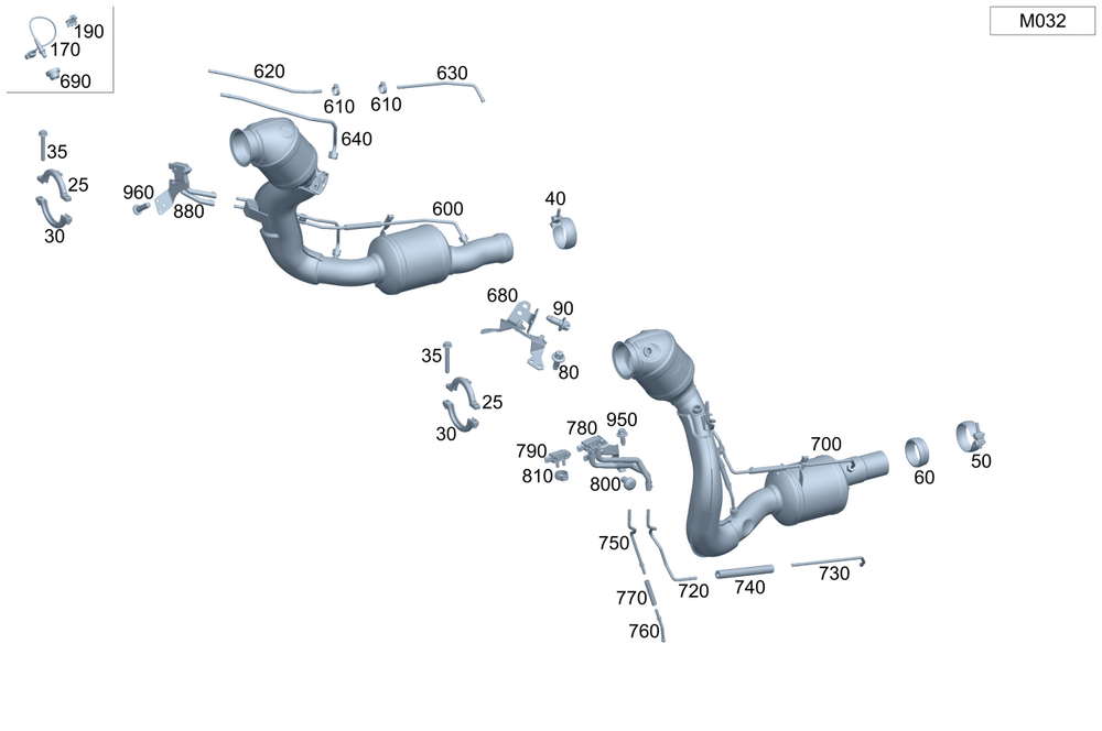 190-490-65-00 - Exhaust Gas Line, Front 2021 Mercedes-Benz AMG GT Black ...