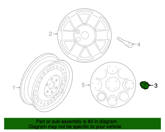 40224-1PA0A - Wheel Nut 2012-2024 Nissan | Nissan Parts & Accessories ...