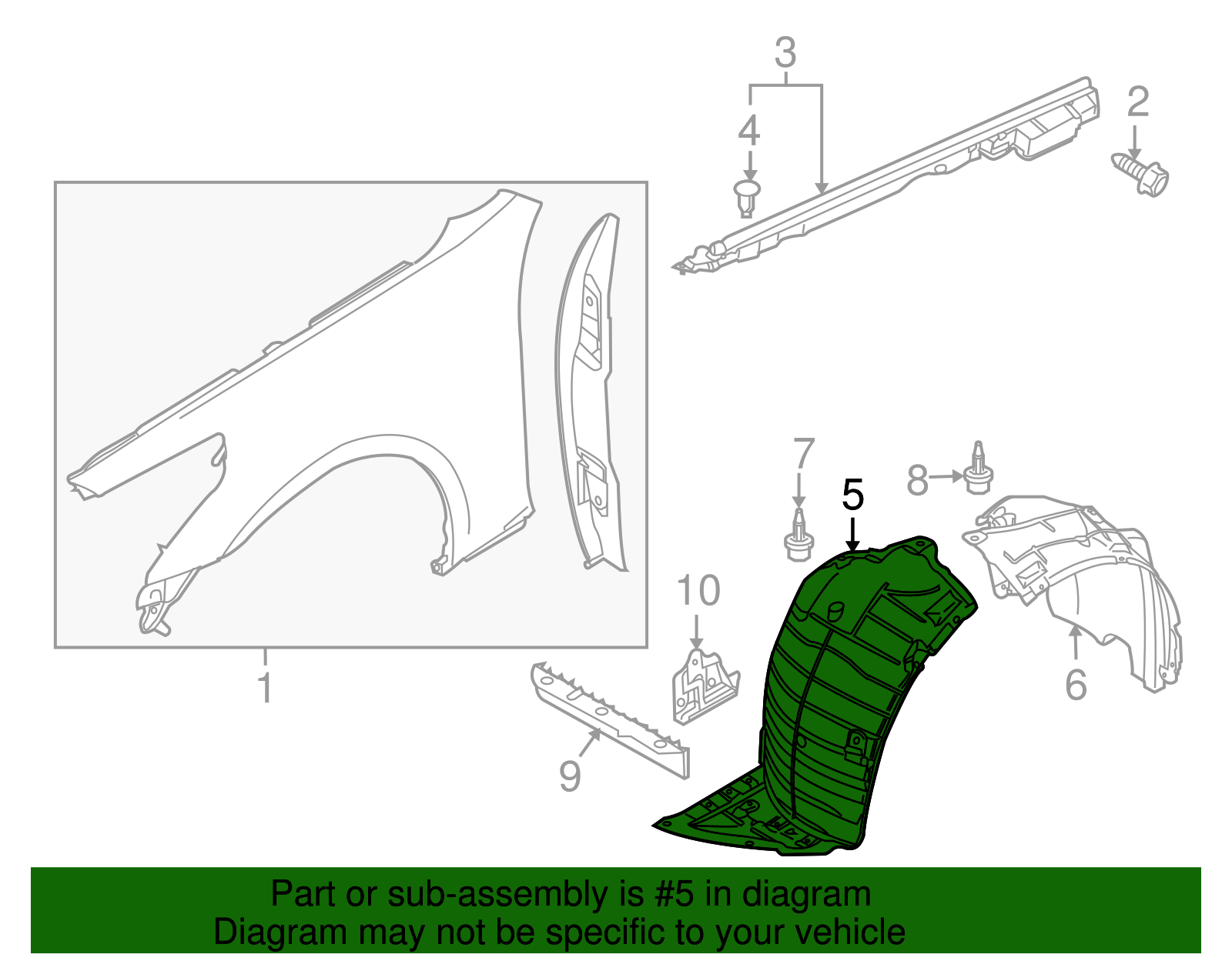 2007-2010 Infiniti Fender Liner 63845-JK000 | Grubbs Infiniti Grapevine