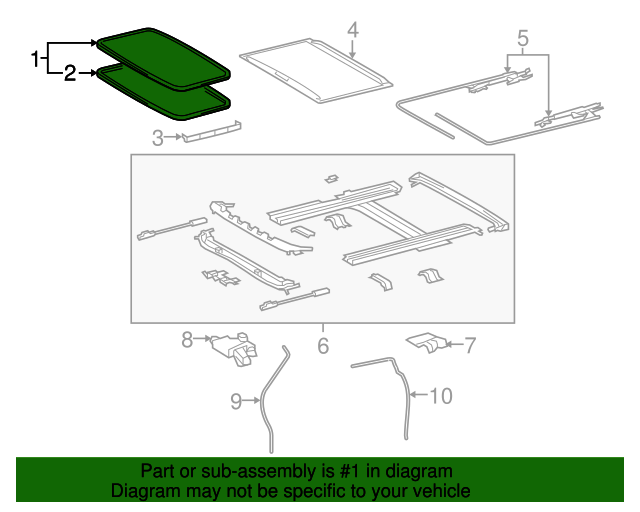 2009-2022 Toyota Sunroof Glass 63201-0C020 | OEM Parts Online