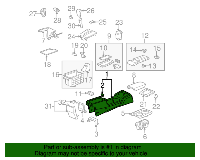 83401-SDA-A61ZC - Console, Center *YR239L* (Ivory) - 2004-2007 Honda ...