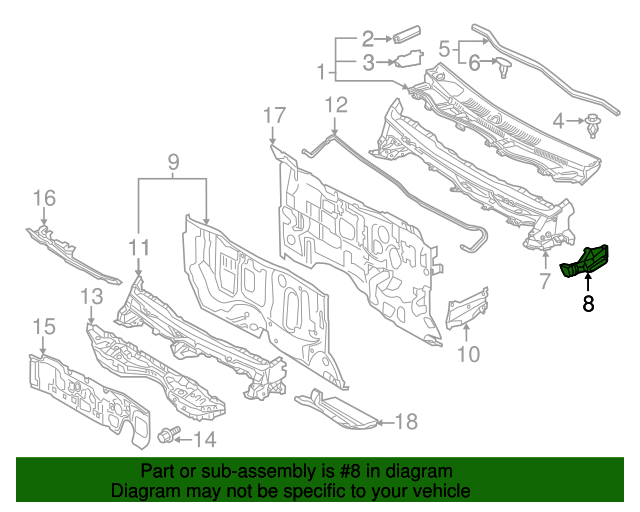 55752-74010 - Shield Cowl Vent Sp 2012-2015 Scion iQ | Group 1 Auto Parts