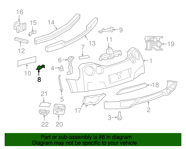 2009-2020 Nissan GT-R Bumper Cover Bracket 85040-JF00B | QuirkParts