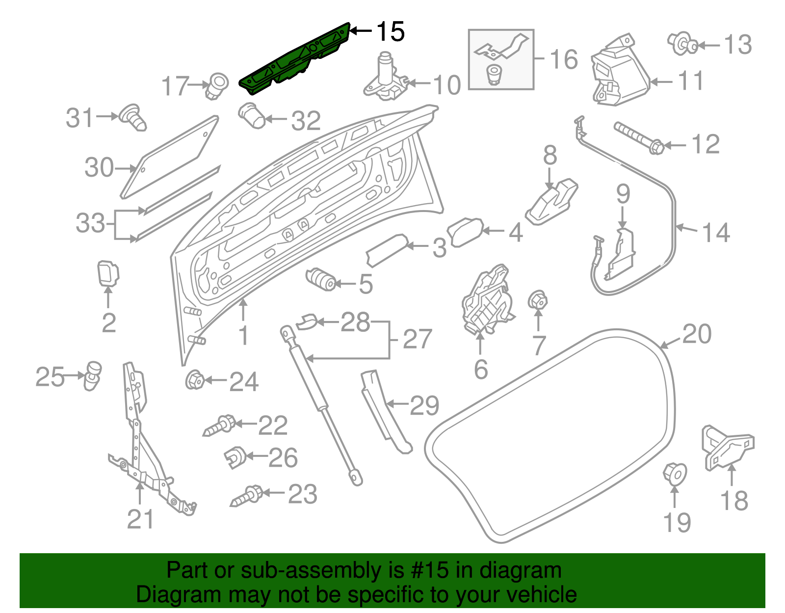 4E0-827-574-M-3FZ - High-Quality Deck Lid Handle for 2008-2019 Audi ...
