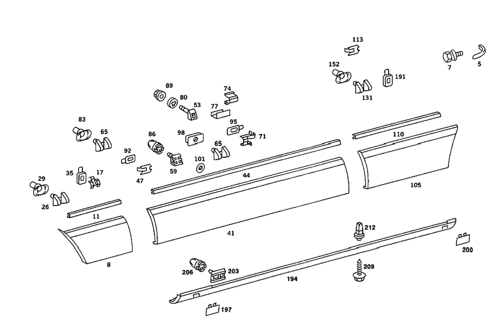 126-698-26-80 - Trim Bar 1982-1991 Mercedes-Benz | Mercedes-Benz USA Parts