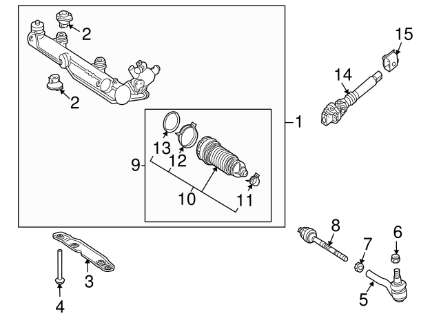 2001-2016 Mercedes-Benz Rack and Pinion Bellows 171-463-00-96 ...