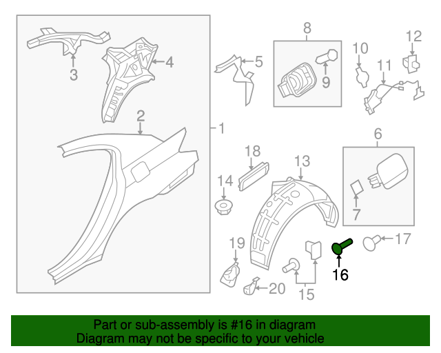2005-2024 Hyundai Wheelhouse Liner Screw 12493-05207-B | OEM Parts Online