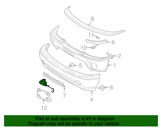 12474012 - Front Driver Side Bumper Impact Bar Bracket with Bolt 1999 ...