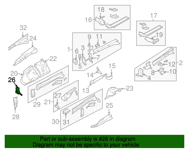 2008-2009 Subaru Fender Bracket - Passenger Side (RH) 51625AG8909P ...