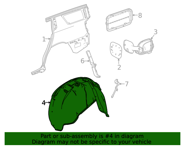 2021-2022 Cadillac Escalade Rear Passenger Side Wheelhouse Liner ...