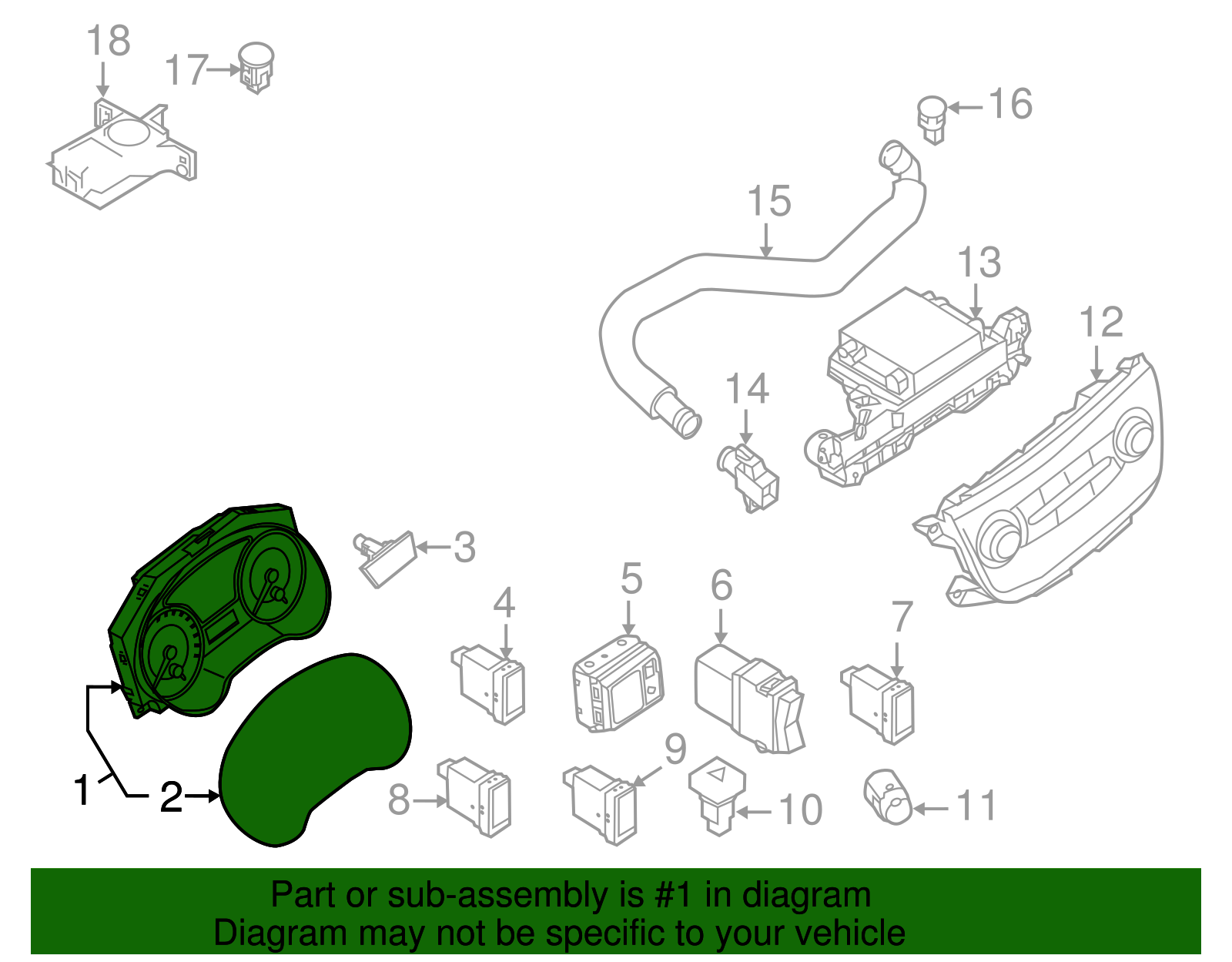 2016-2019 Nissan Sentra Cluster Assembly 24810-3YU9A | Nissan Parts Store