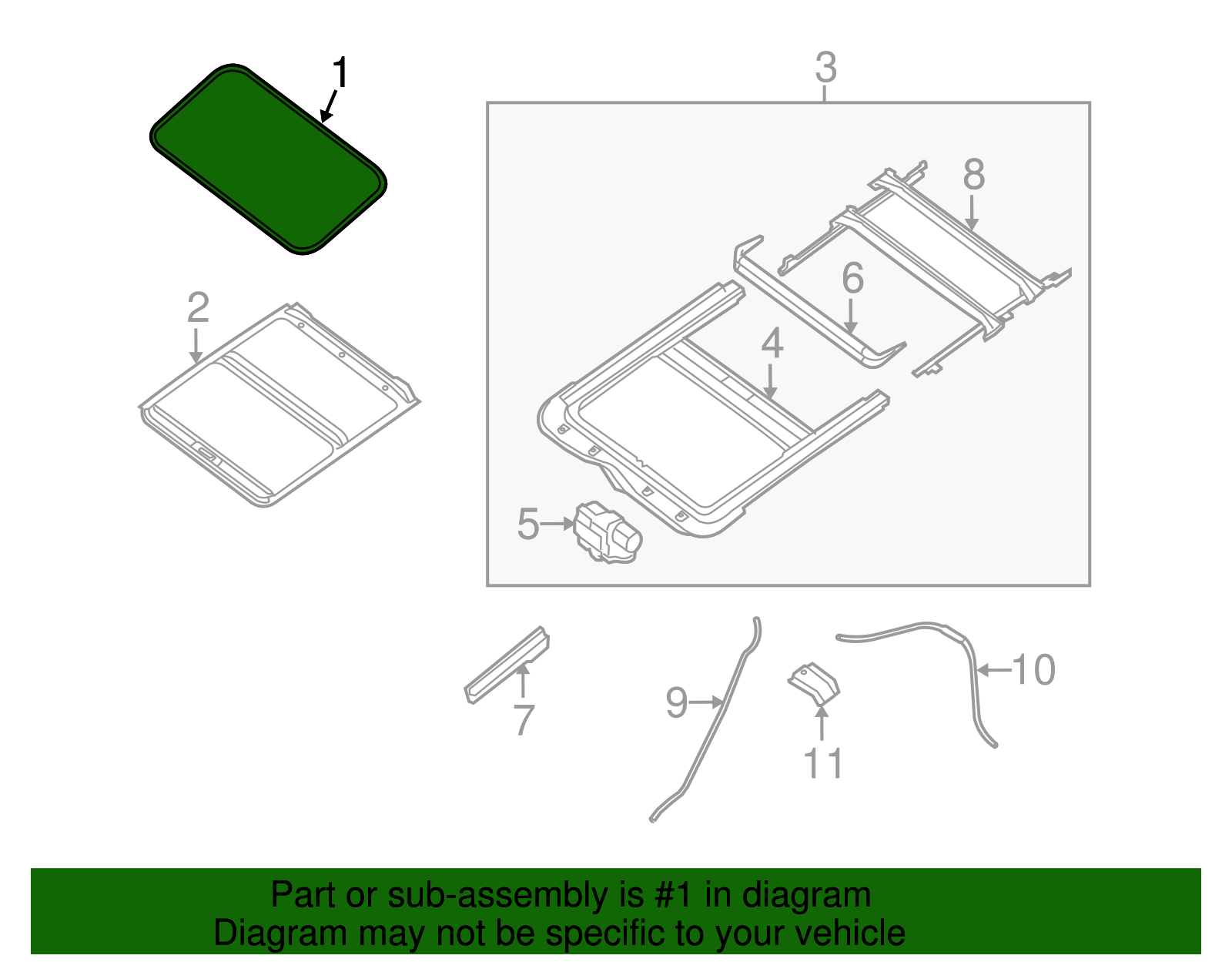 2008-2013 Nissan Altima Sunroof Glass 91210-ZX10C | Team Nissan Inc.