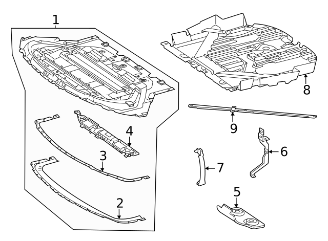 190-520-06-00 - Radiator Support Splash Shield 2018-2020 Mercedes-Benz ...