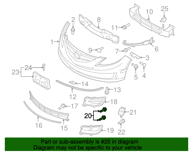 2009-2013 Mazda 6 Outer Grille Bolt 9986-50-516S | RealMazdaParts.com