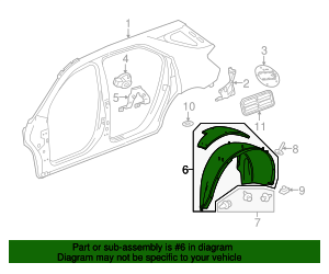 2010-2017 Chevrolet Equinox Passenger Side Rear Wheelhouse Liner ...