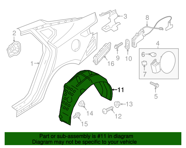 86821-D5000 - Wheelhouse Liner 2016-2020 Kia Optima | Kia.Parts Store