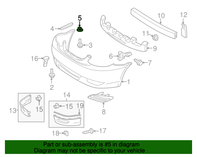 2003-2008 Toyota Bumper Cover Bracket 52147-02030 | Toyota Parts Center