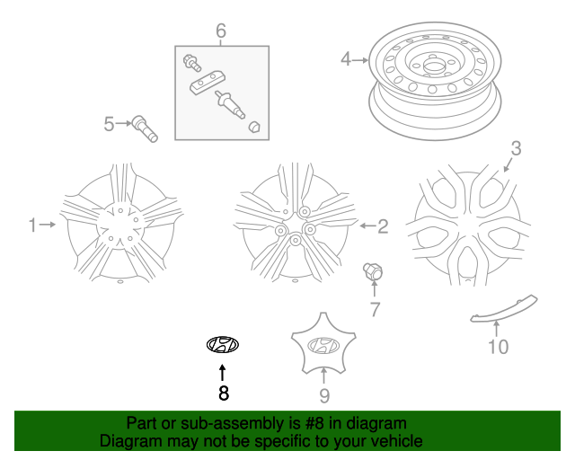 Genuine Center Cap for 2015-2017 Hyundai | Part# 52960-1R600 | Hyundai ...