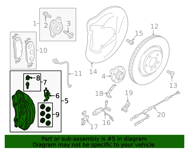 80A-615-107-G - Disc Brake Caliper 2018-2023 Audi | AutoNationParts.com