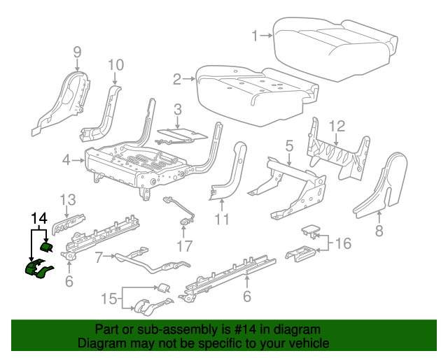 2017-2022 GMC Acadia Shale Rear Passenger Side Seat Track Front ...