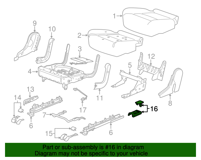 84103583 GM Dark Ash Gray Rear Passenger Side Seat Track Rear Inboard ...