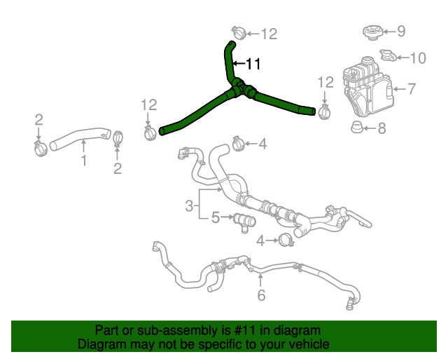 2016-2023 GM Radiator Surge Tank Inlet Hose 84013642 | Auto Parts Express