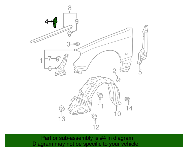 1998-2005 Lexus Fender Seal 53867-30090 | OEM Parts Online