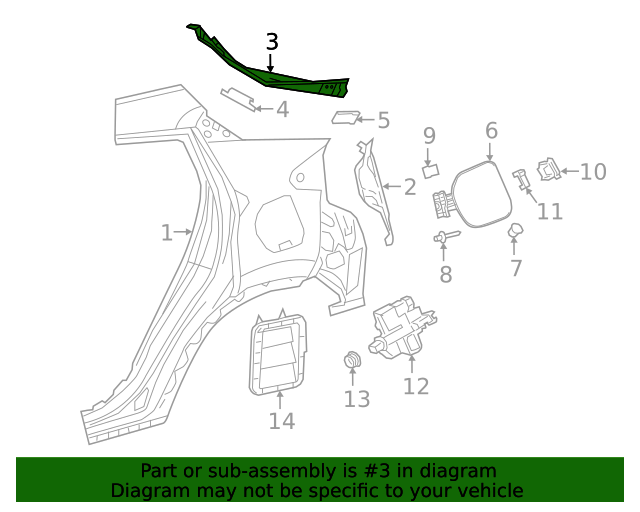 2018-2021 Toyota C-HR Gutter 61774-F4010 | OEM Parts Online