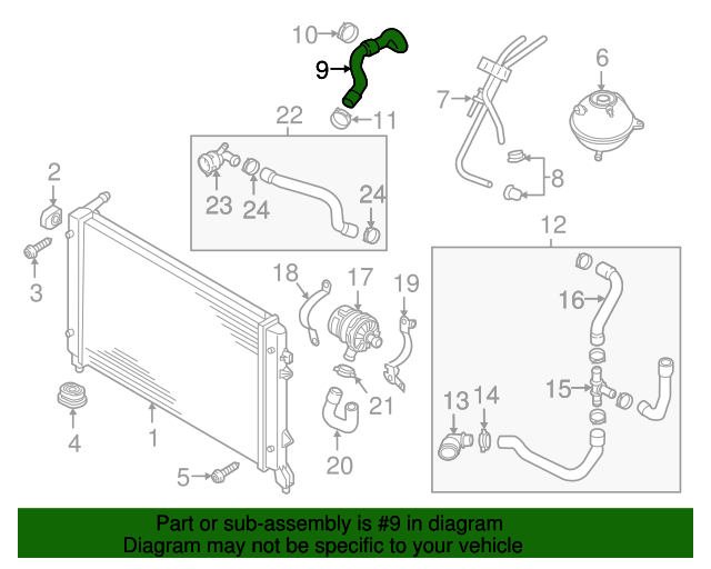 2016-2018 Volkswagen Jetta HVAC Heater Hose 1K0-122-157-KN | QuirkParts