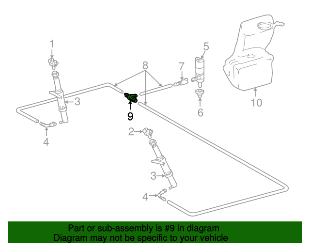 000-869-12-22 - Headlight Washer Hose Connector 2000-2009 Mercedes-Benz ...