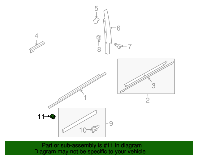 1H0-853-586 - Lower Molding Grommet 2000-2018 Audi | Audi OEM Parts