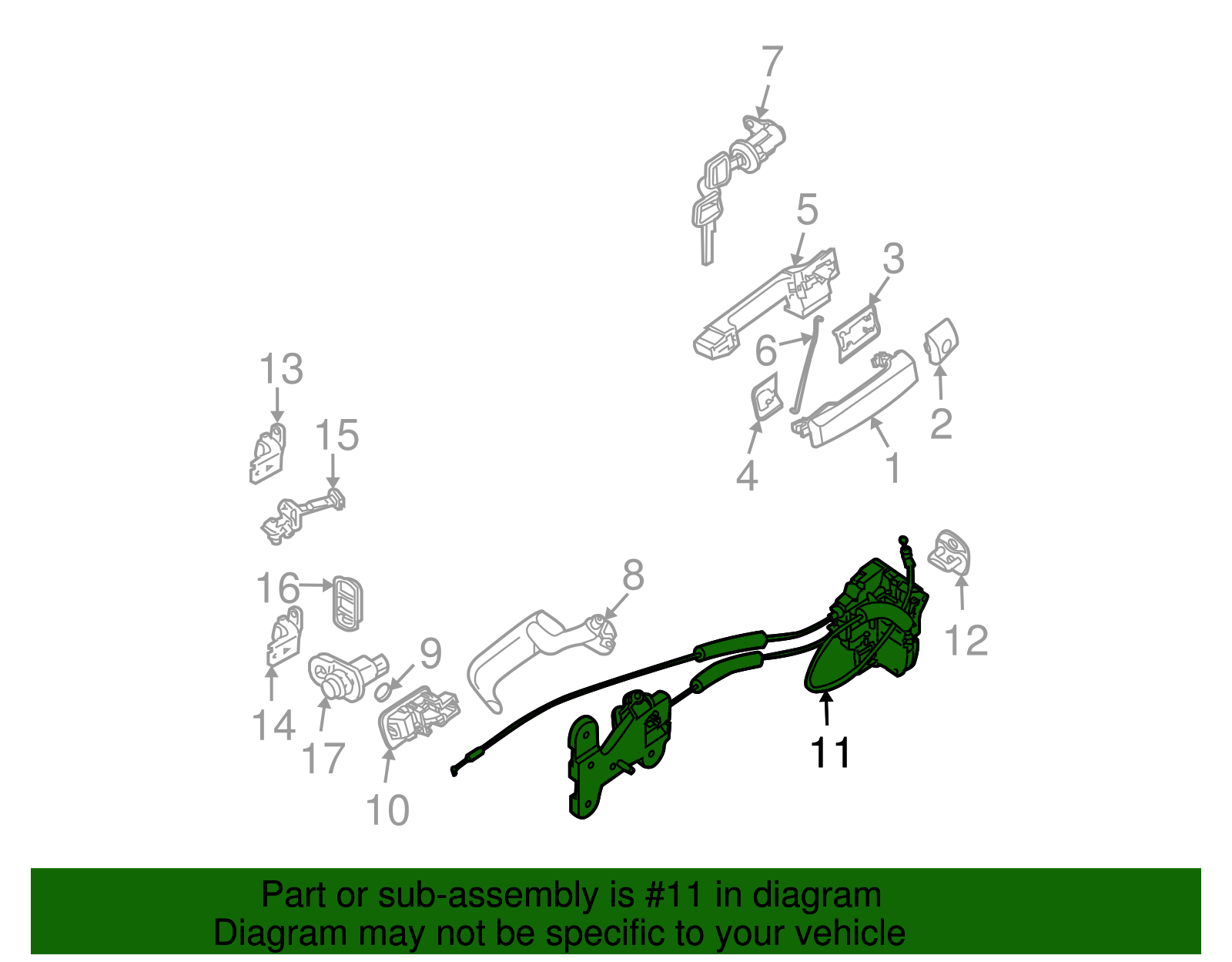 2005-2014 Nissan TITAN Lock Actuator 80500-9FG0C | My Nissan Part