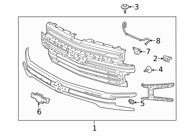 GM Part Number 84699838 | 2019 Chevrolet Silverado 1500 Front Grille ...